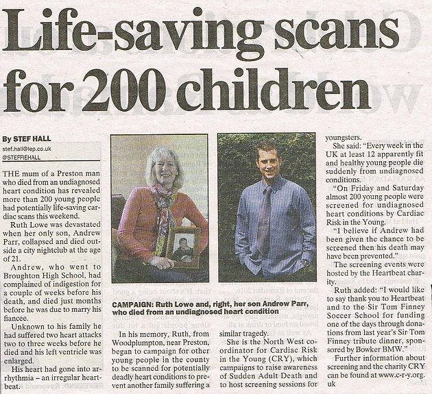 CRY Screening - Success Story - Sir Tom Finney Preston Soccer Centre